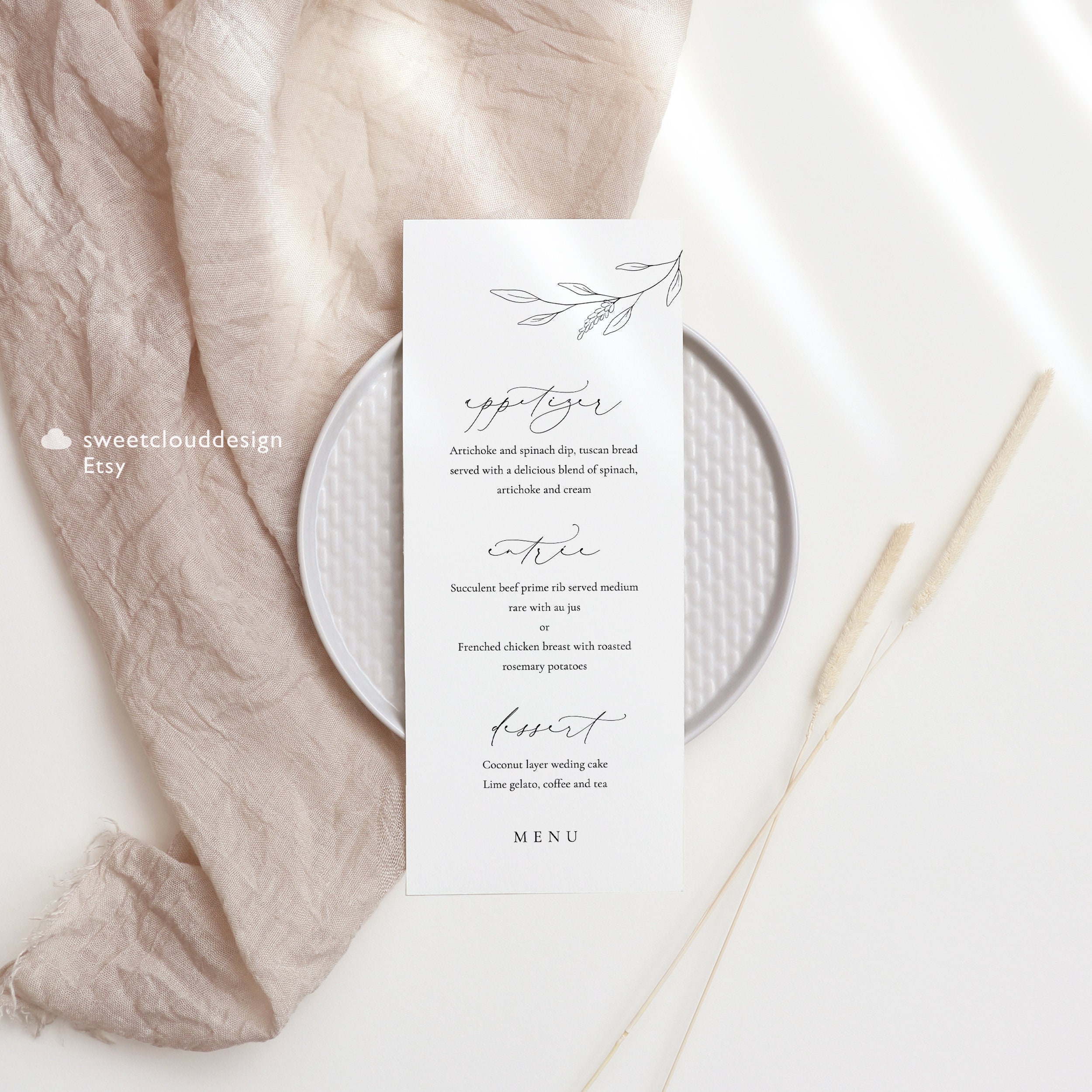 Handwritten Modern Wedding Menu Template Lavender Modern Wedding Menu ...