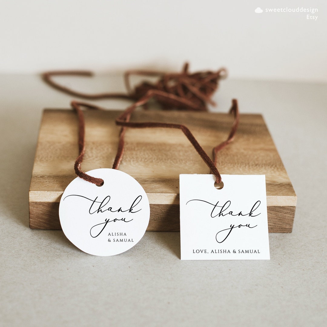 Minimal Thank You Tag Template,simple Square Favor Gift Tag, Round ...