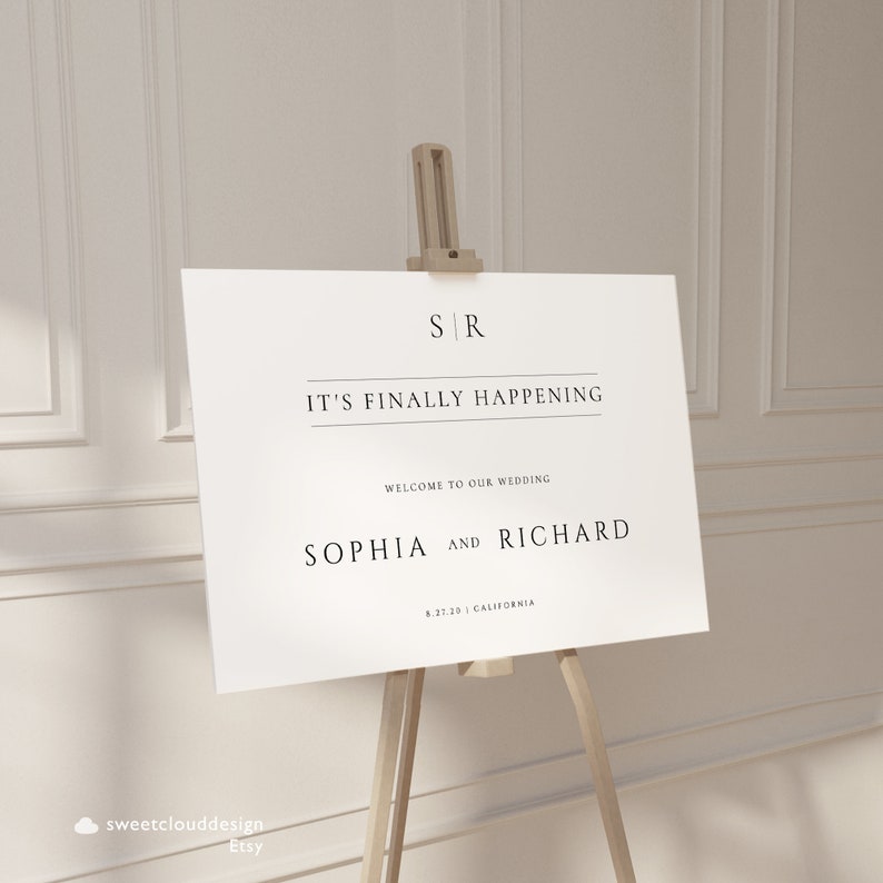 Monogram Welcome Sign Finally Happening Welcome Sign Horizontal Sign ...