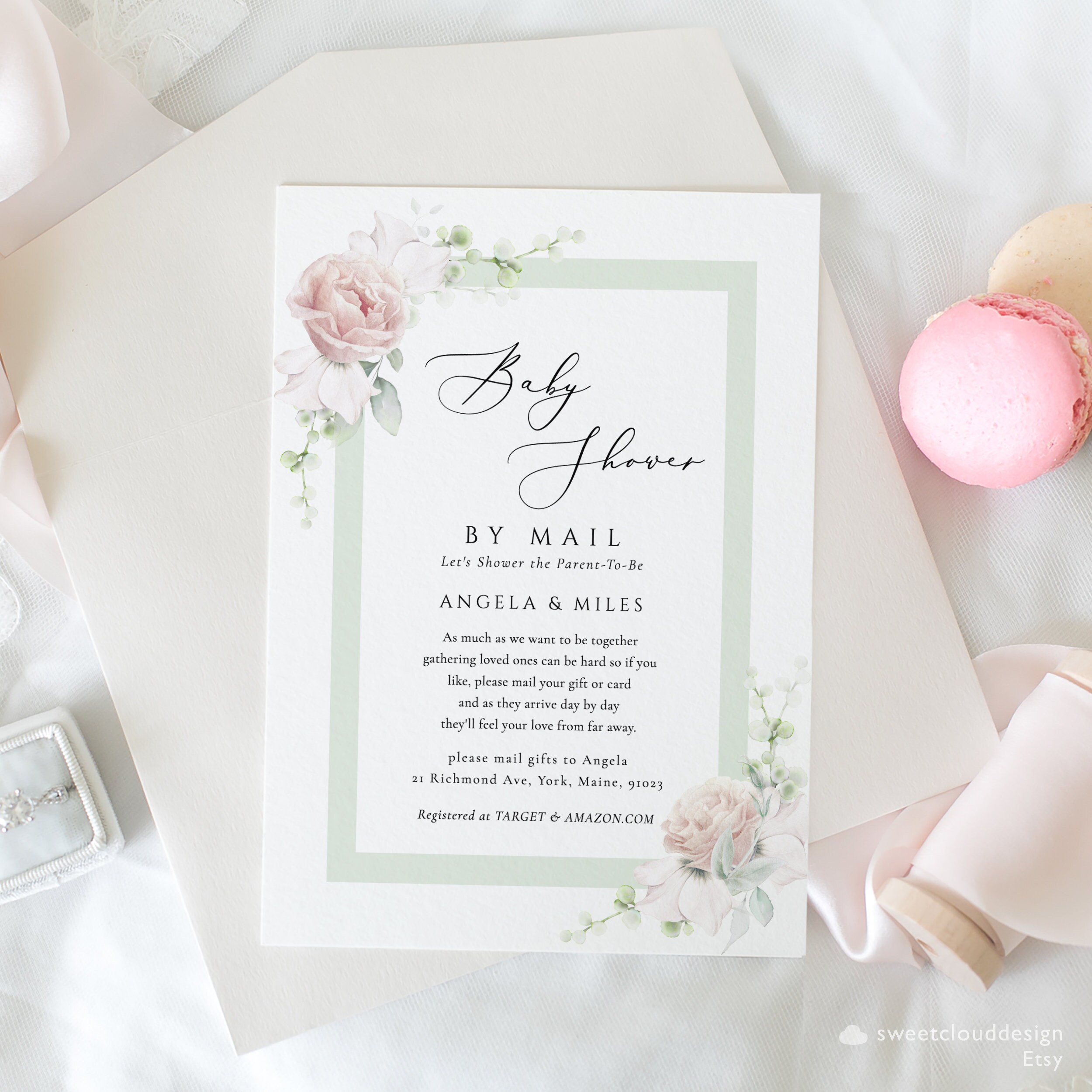 Baby Shower by Mail Template Floral Baby Shower - Etsy