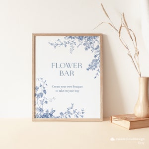 Dusty Blue Flower Bar Sign Blue Floral Bar Sign Blue Flower Bridal ...