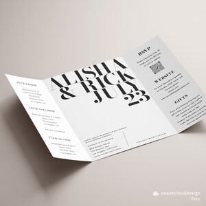 Gatefold Simple Wedding Invitation Modern Gatefold Invitation Minimal ...