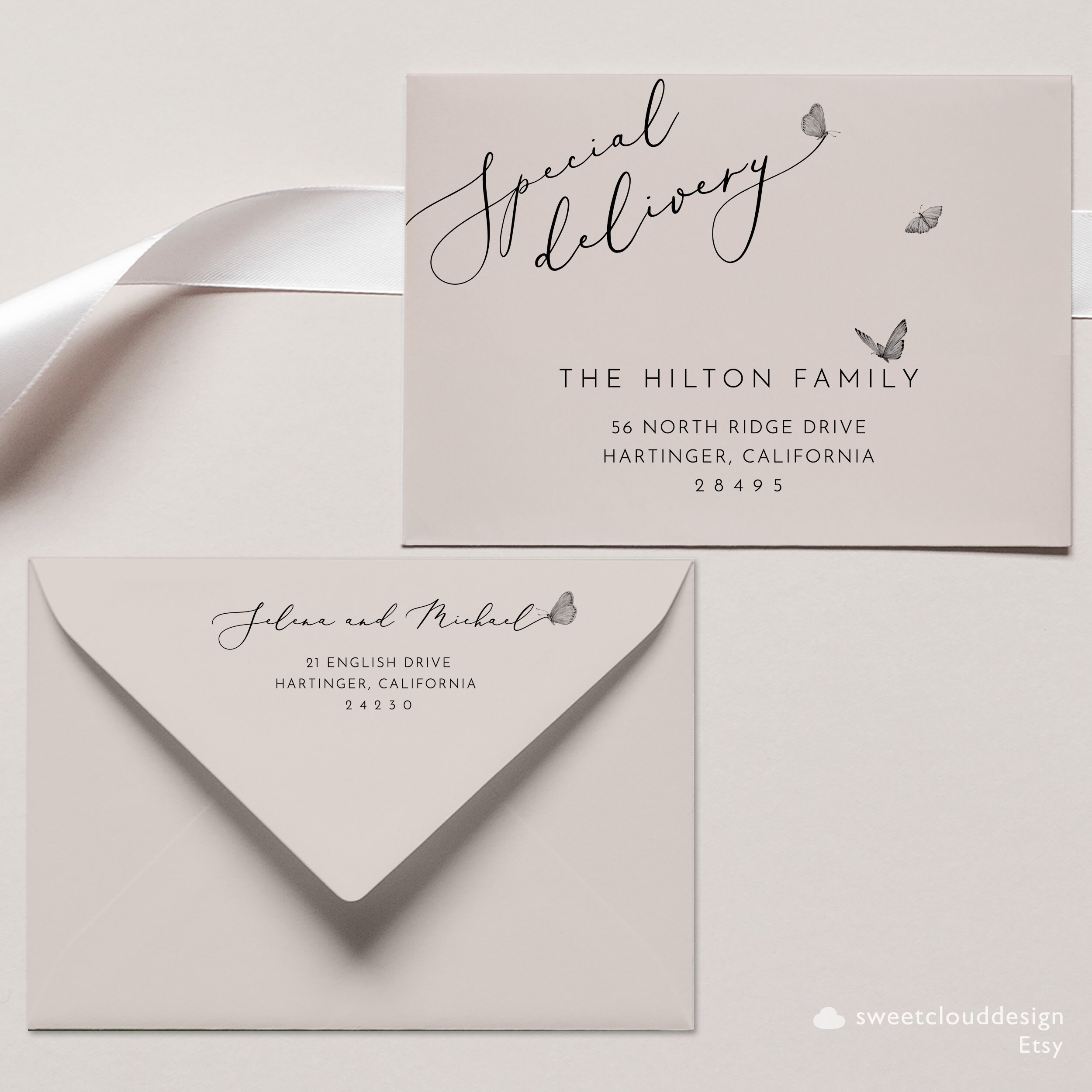 Butterfly Envelope Address Template Special delivery Envelope | Etsy