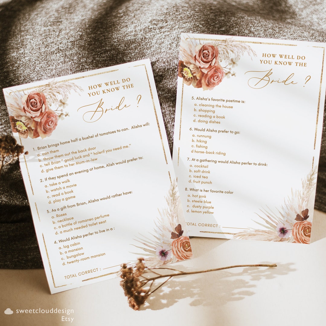 How Well Do You Know the Bride Game, Dusty Orange Editable Instant ...