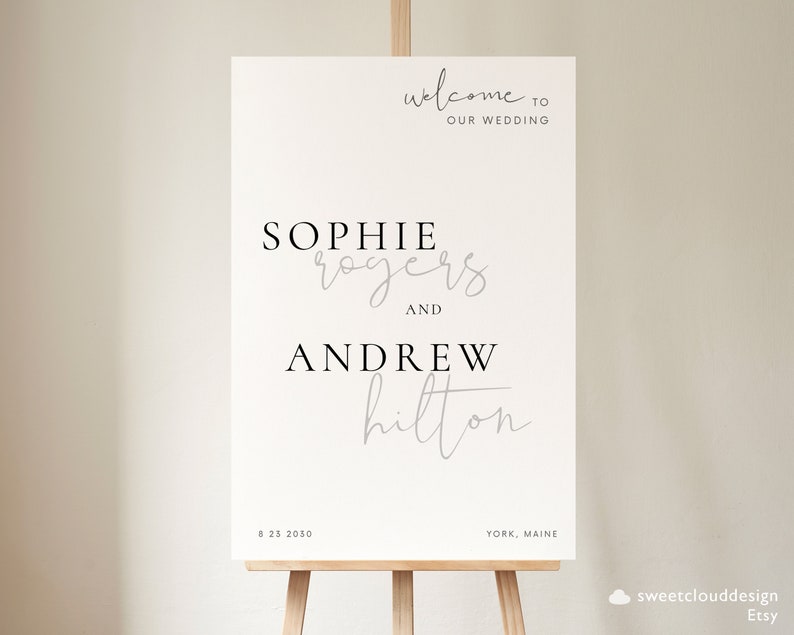 Minimal Wedding Welcome Sign Template Modern Elegant Welcome - Etsy