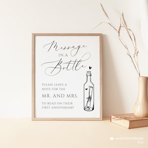 Message in A Bottle Sign Template Simple Message in A Bottle Guest Book ...