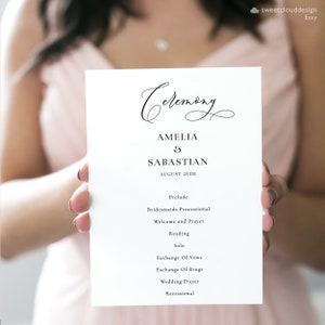 Simple Wedding Program Template Modern Wedding Ceremony Card Editable Wedding Program Wedding ...
