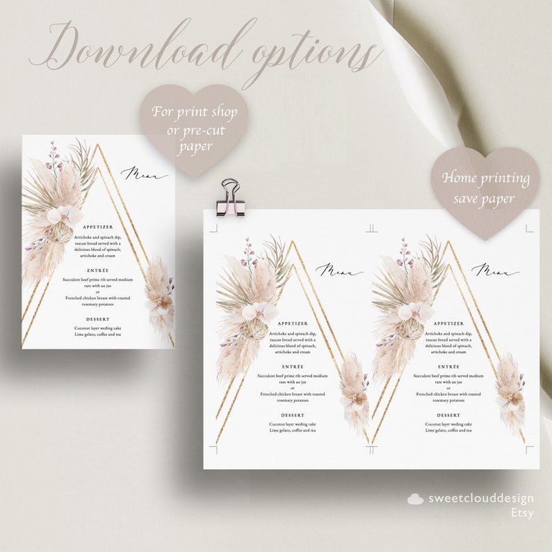 Boho Orchid Menu Boho Floral Dinner Menu Printable Boho Menu - Etsy