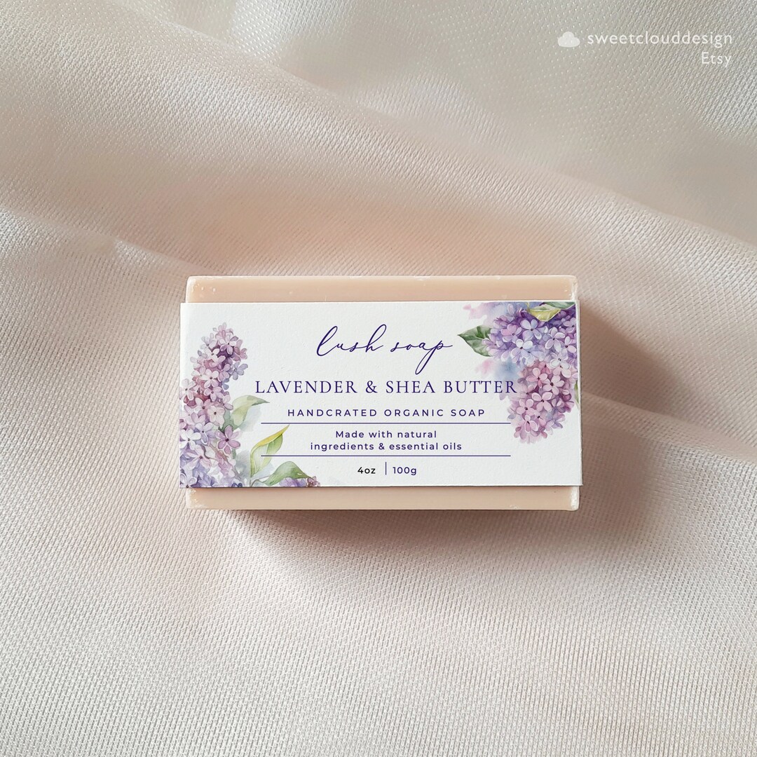 Lilac Bar Soap Label Template Purple Flower Printable Custom Soap Label ...