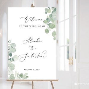 Eucalyptus Welcome Sign Template Wedding Greenery Welcome Sign Template ...