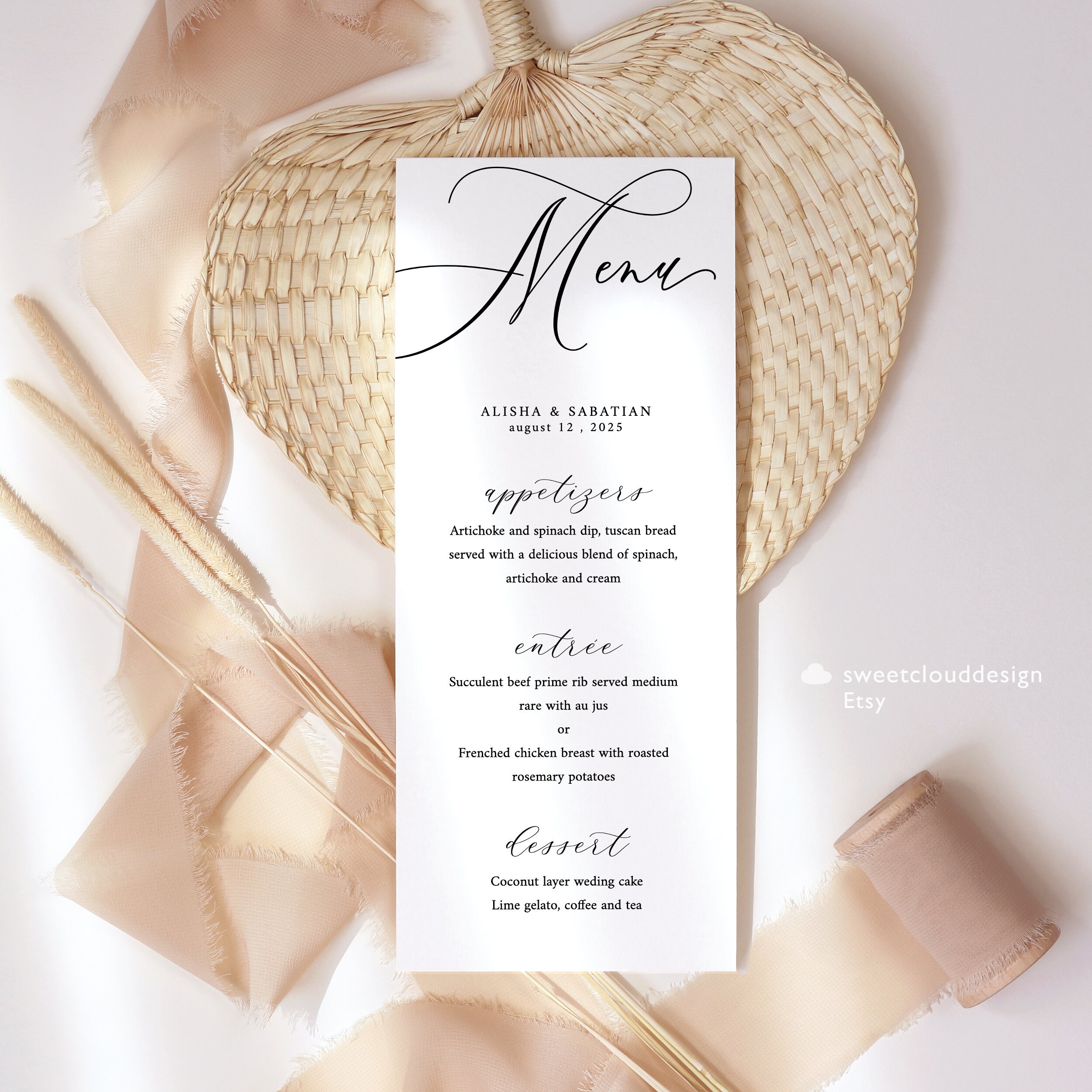 Elegant Minimal Wedding Menu Template Modern Wedding Menu - Etsy