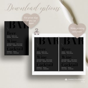 Black Minimal Bar Menu Sign Drink Bar Sign Table Black Simple Cocktails ...