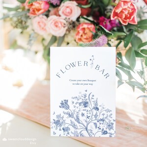 Blue Floral Bar Sign Dusty Blue Flower Bar Sign Blue Flower Bridal ...