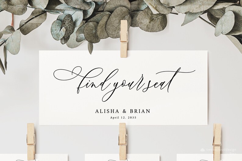Minimal Table Seating Chart Card Template, Simple Seating Chart ...