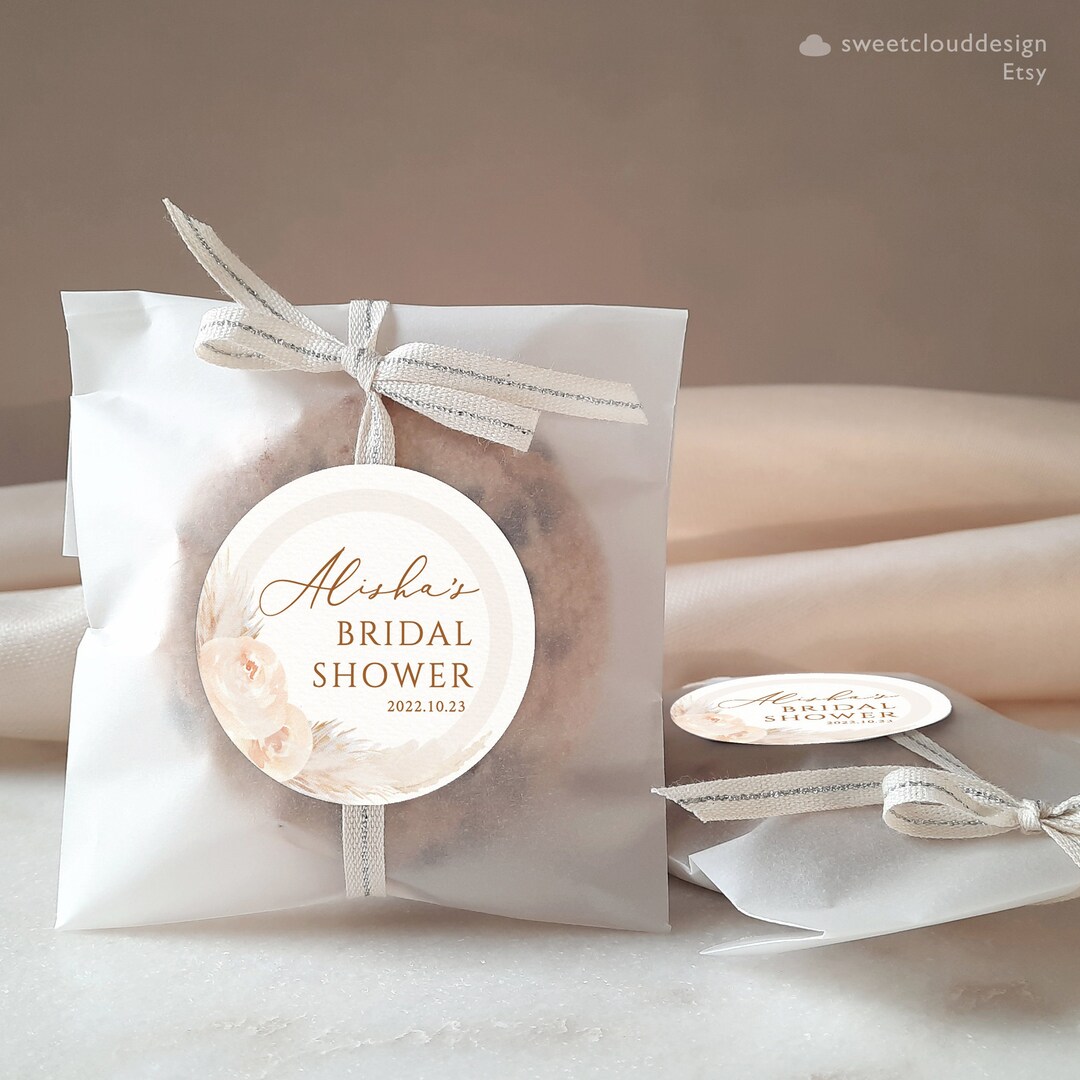 Boho Peach Floral Round Sticker Label Avery Favor Circle Sticker Label ...
