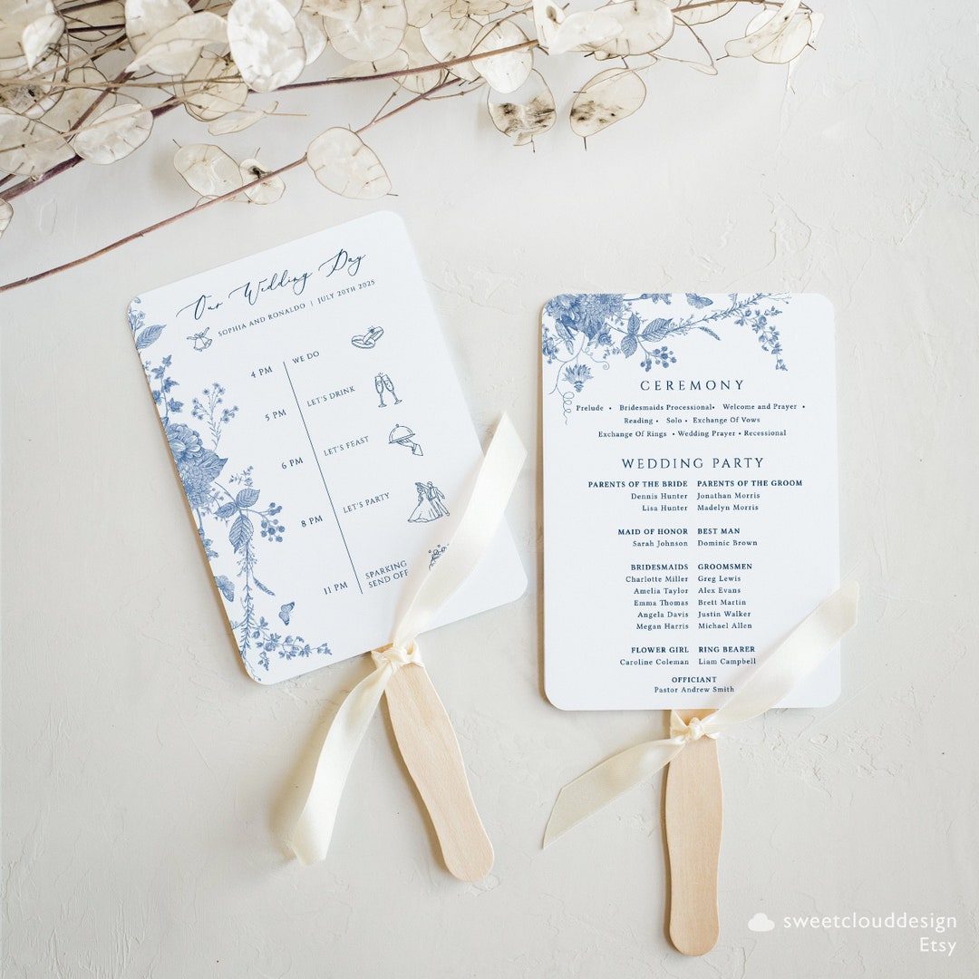 Dusty Blue Wedding Program Template Blue Flower Wedding Ceremony ...