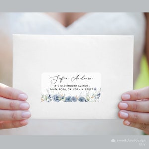 Envelope Address and Return Label Template Avery Dusty Blue Floral ...