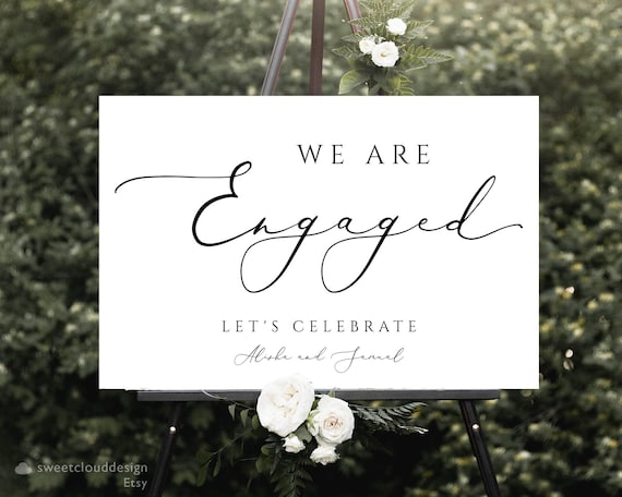 ENGAGEMENT PARTY Welcome Sign Simple We Are Engaged Welcome - Etsy