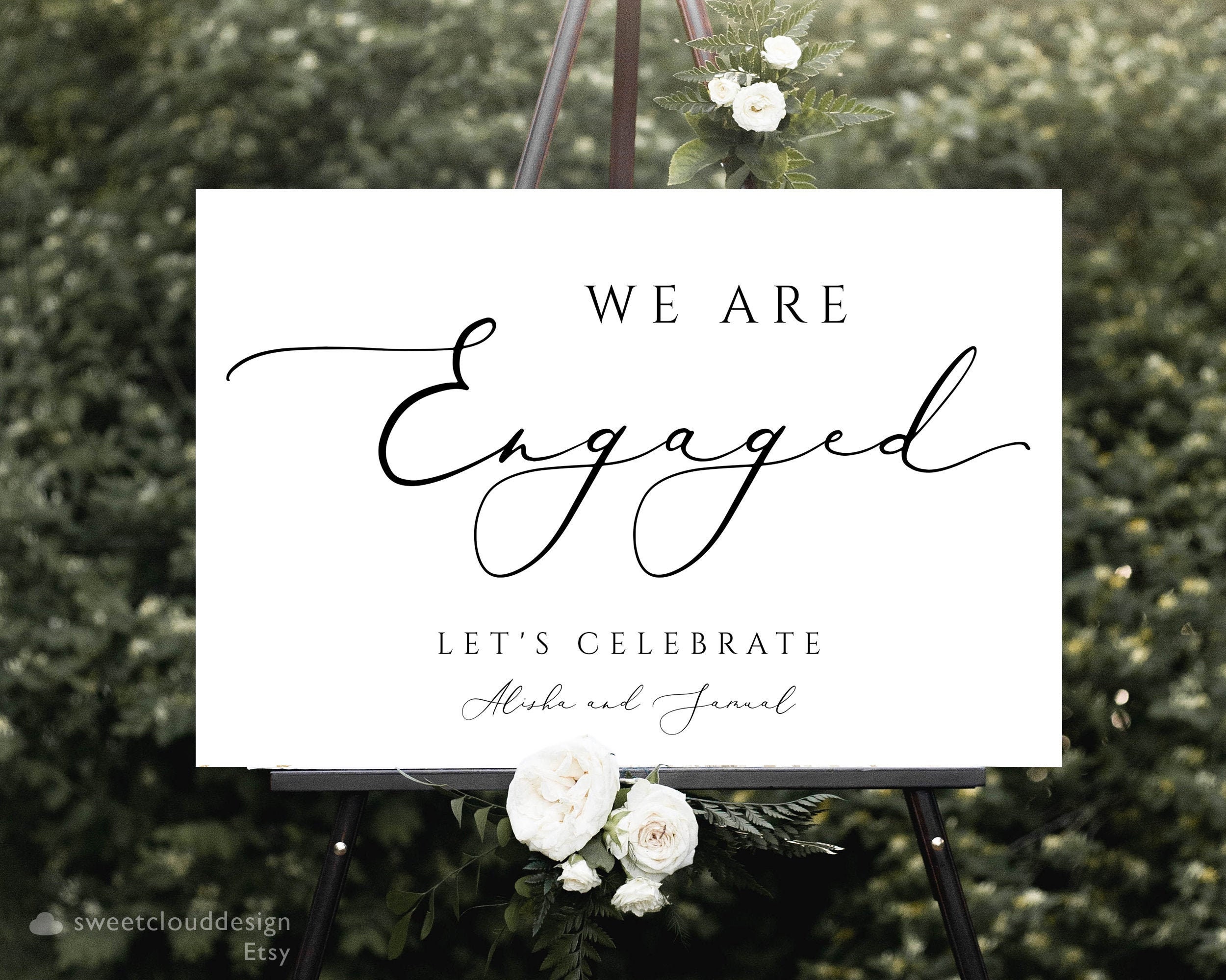 ENGAGEMENT PARTY welcome sign Simple we are Engaged Welcome | Etsy