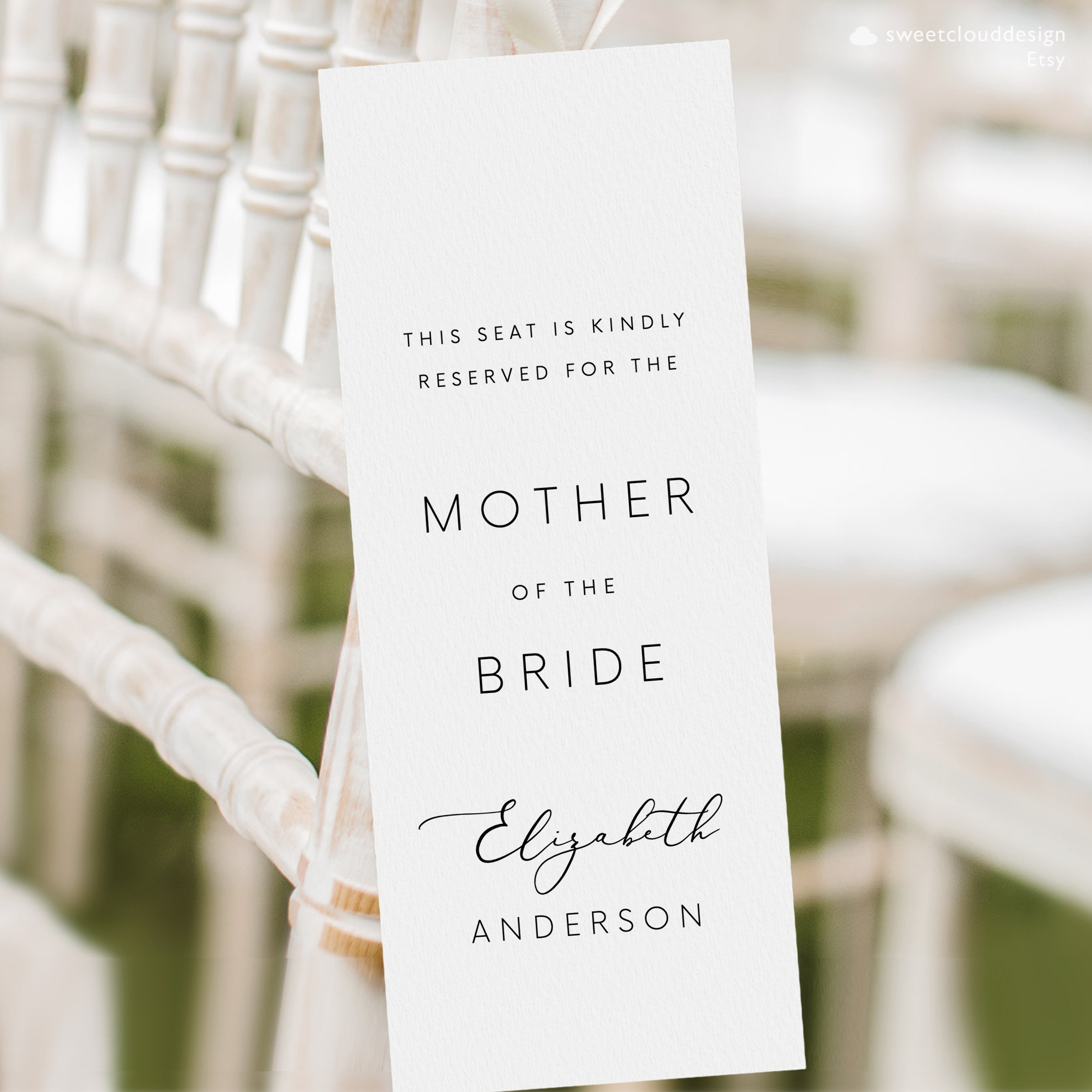 Reserved Seating Tag Wedding Ceremony Seat Tag Modern Seat Reserved Tag ...