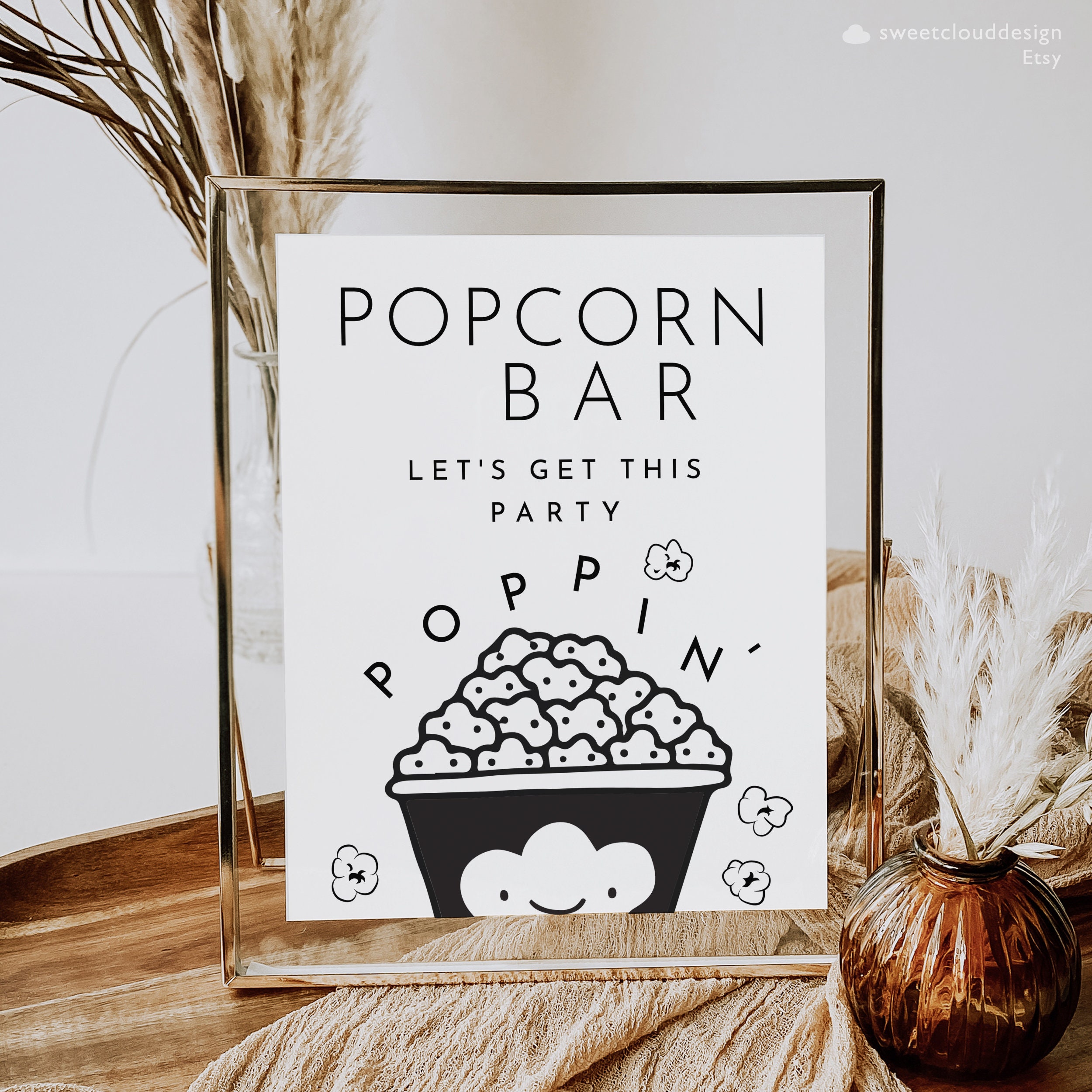 Cute Popcorn Bar Sign Template Popcorn Station Sign Printable - Etsy