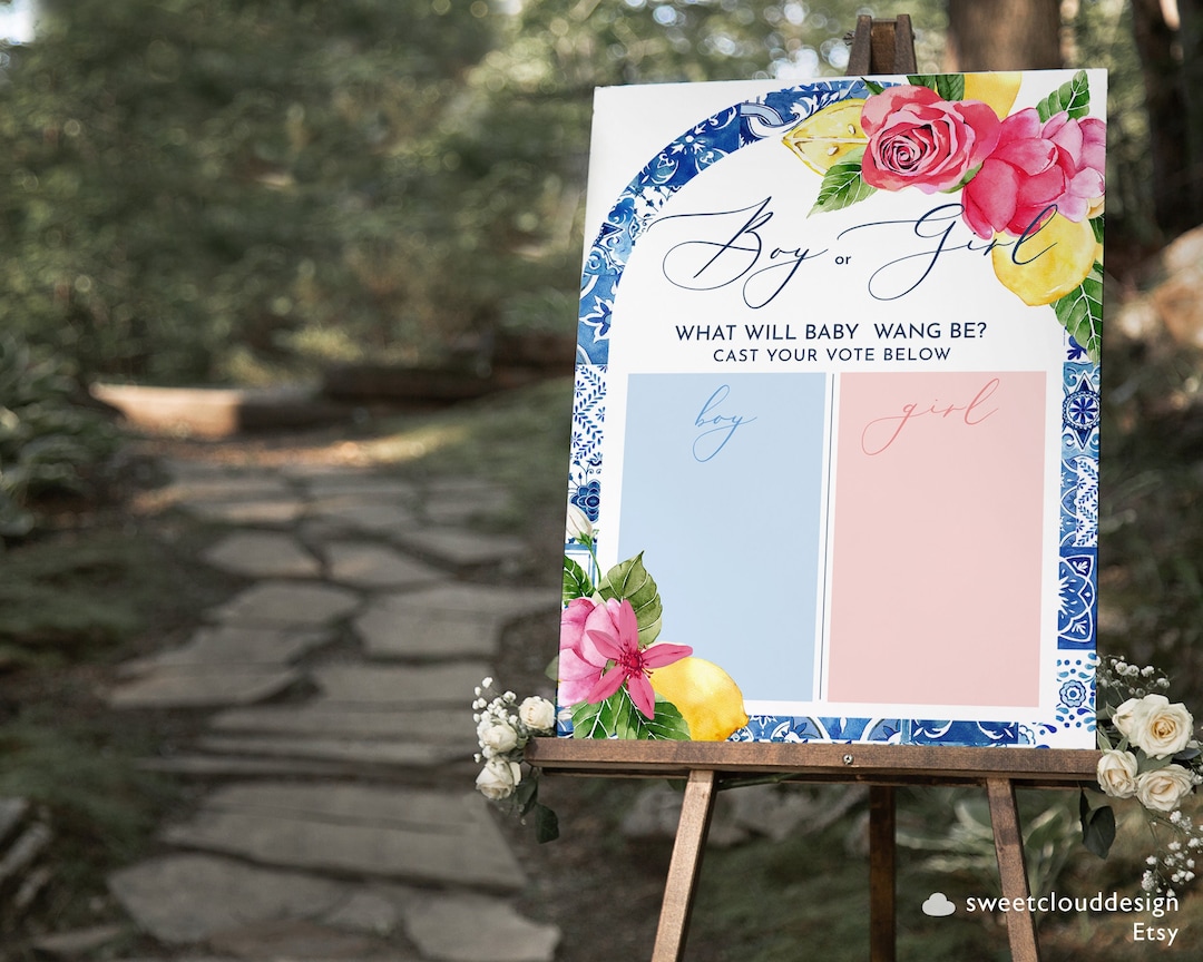 Blue Tile and Lemon Boy or Girl Game Gender Reveal Game He or She What ...