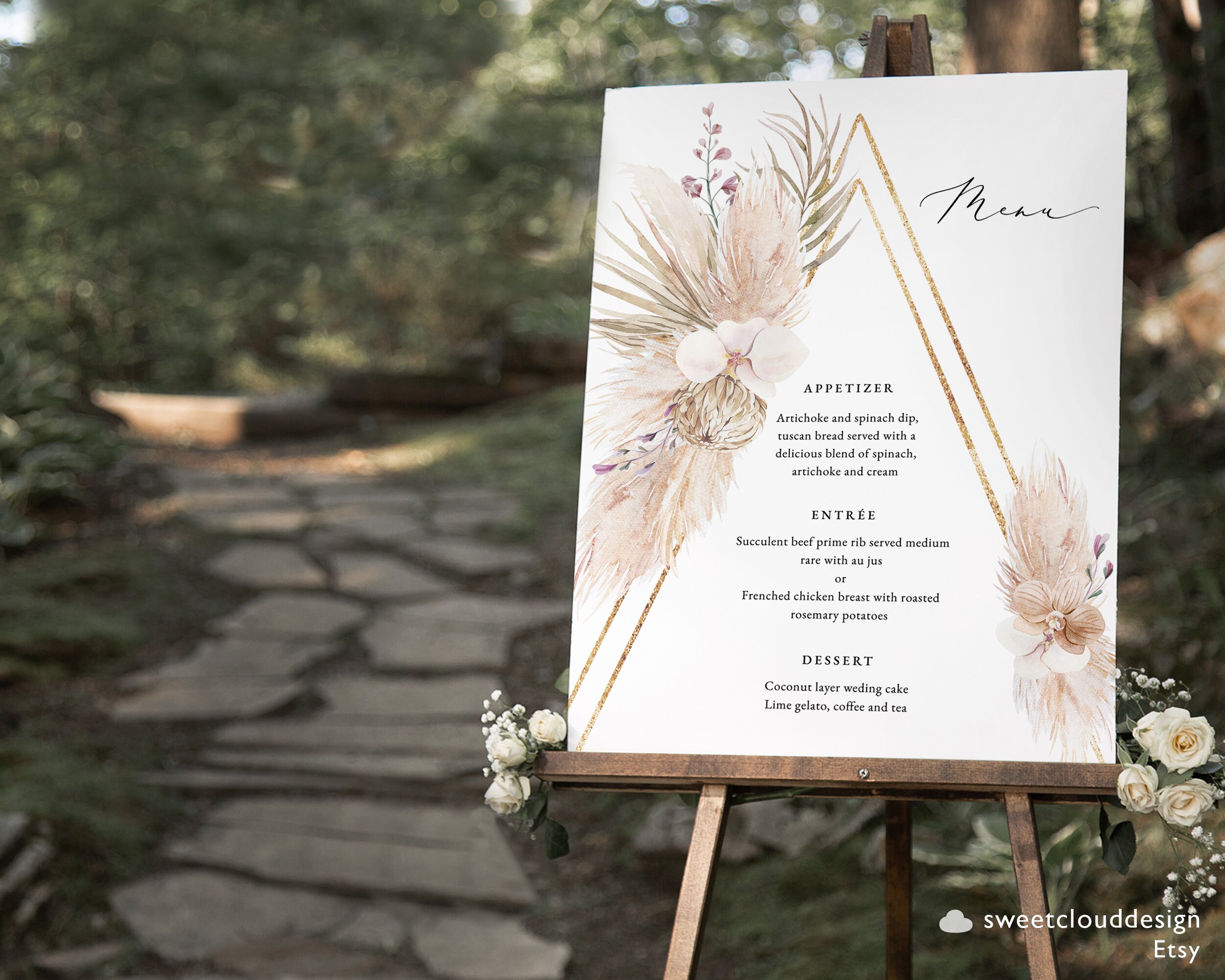 Boho Orchid Menu Boho Floral Dinner Menu Printable Boho Menu - Etsy