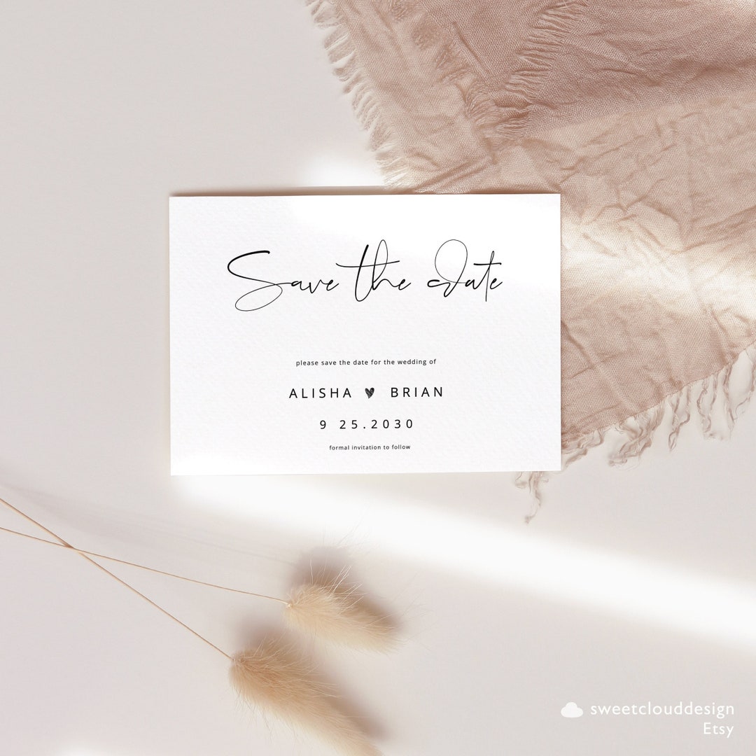 Simple Save the Date Card Template, Minimalist Save Our Date Invite ...