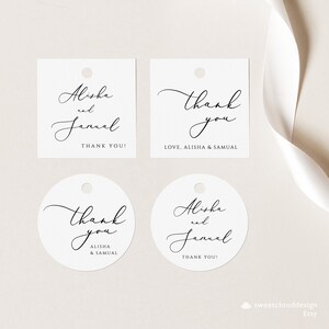 Minimal Thank You Tag Template,simple Square Favor Gift Tag, Round ...
