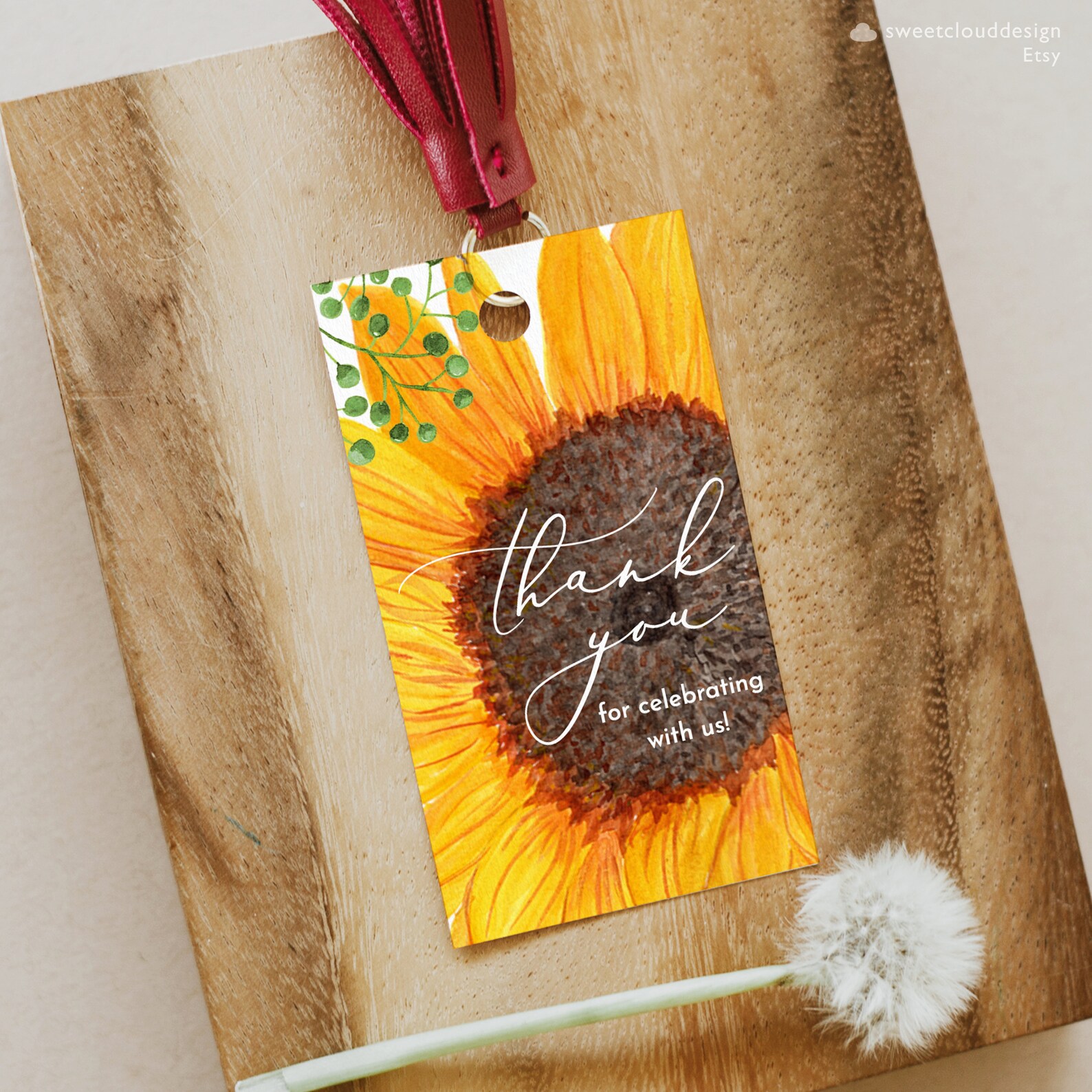 Sunflower Thank You Tag Yellow Sunflower Favor Gift Tag Printable Thank ...