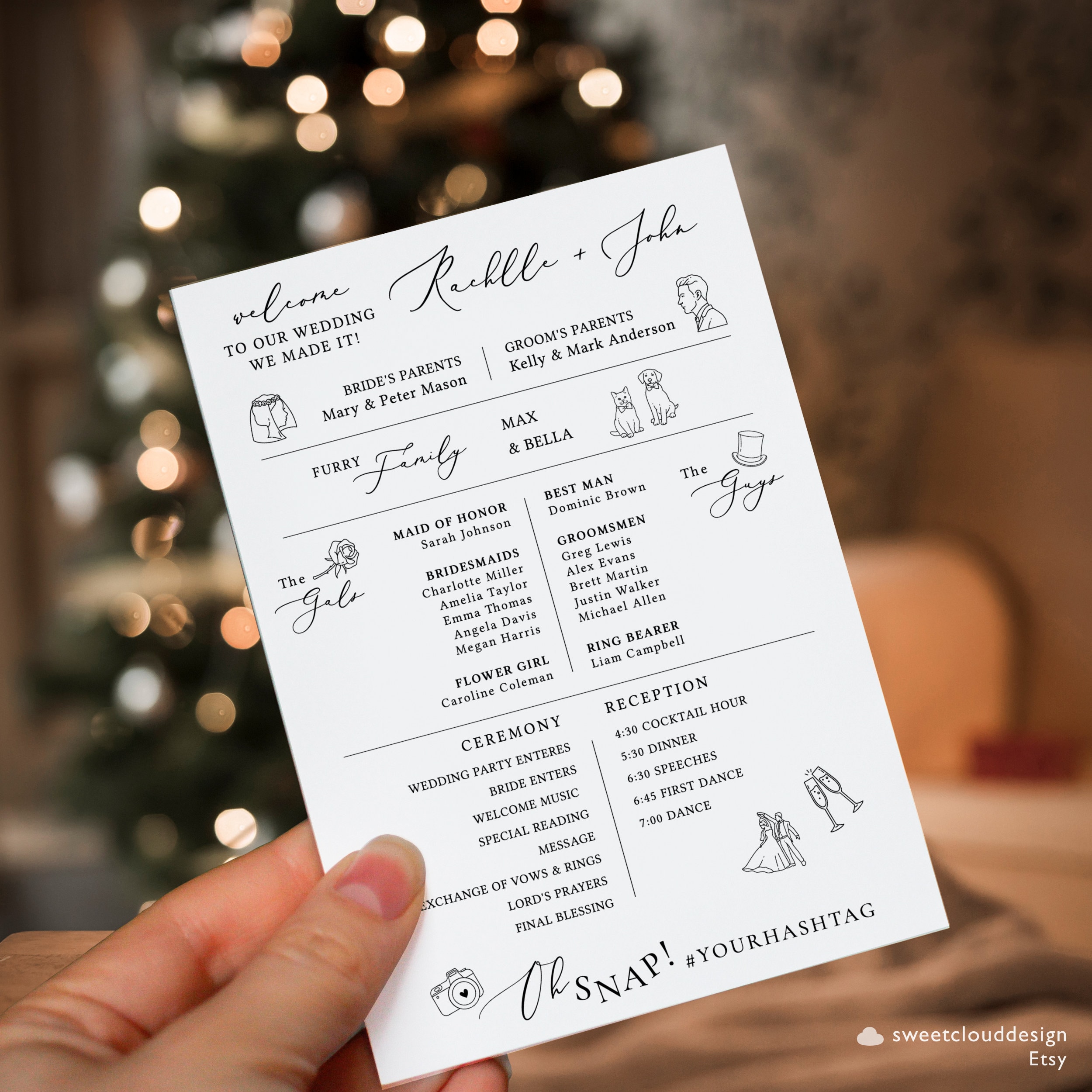 Infographic Wedding Program Fun Facts Wedding Card Unique - Etsy UK