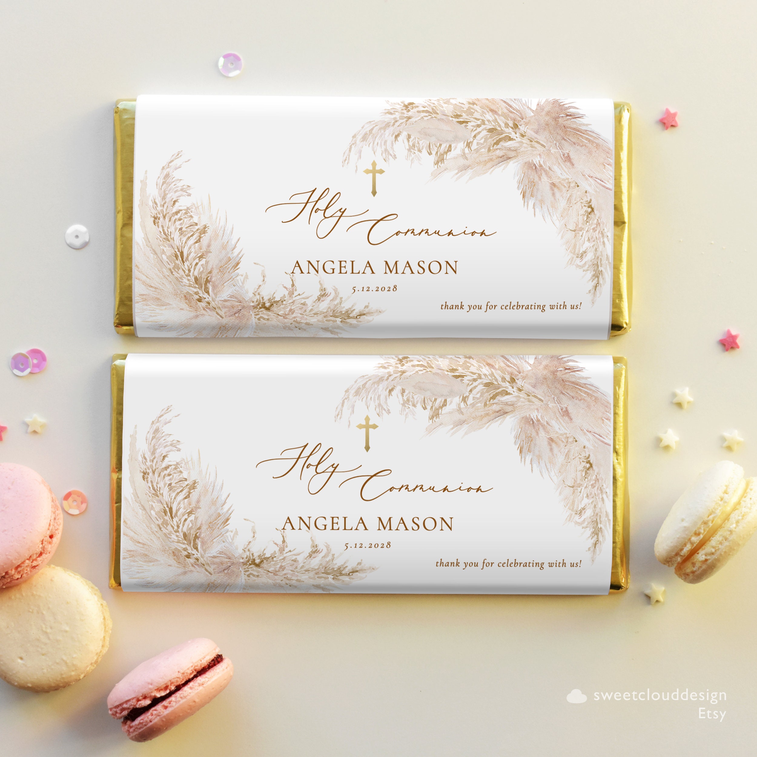 Holy Communion Chocolate Bar Wrapper Pampas Grass Holy Communion ...