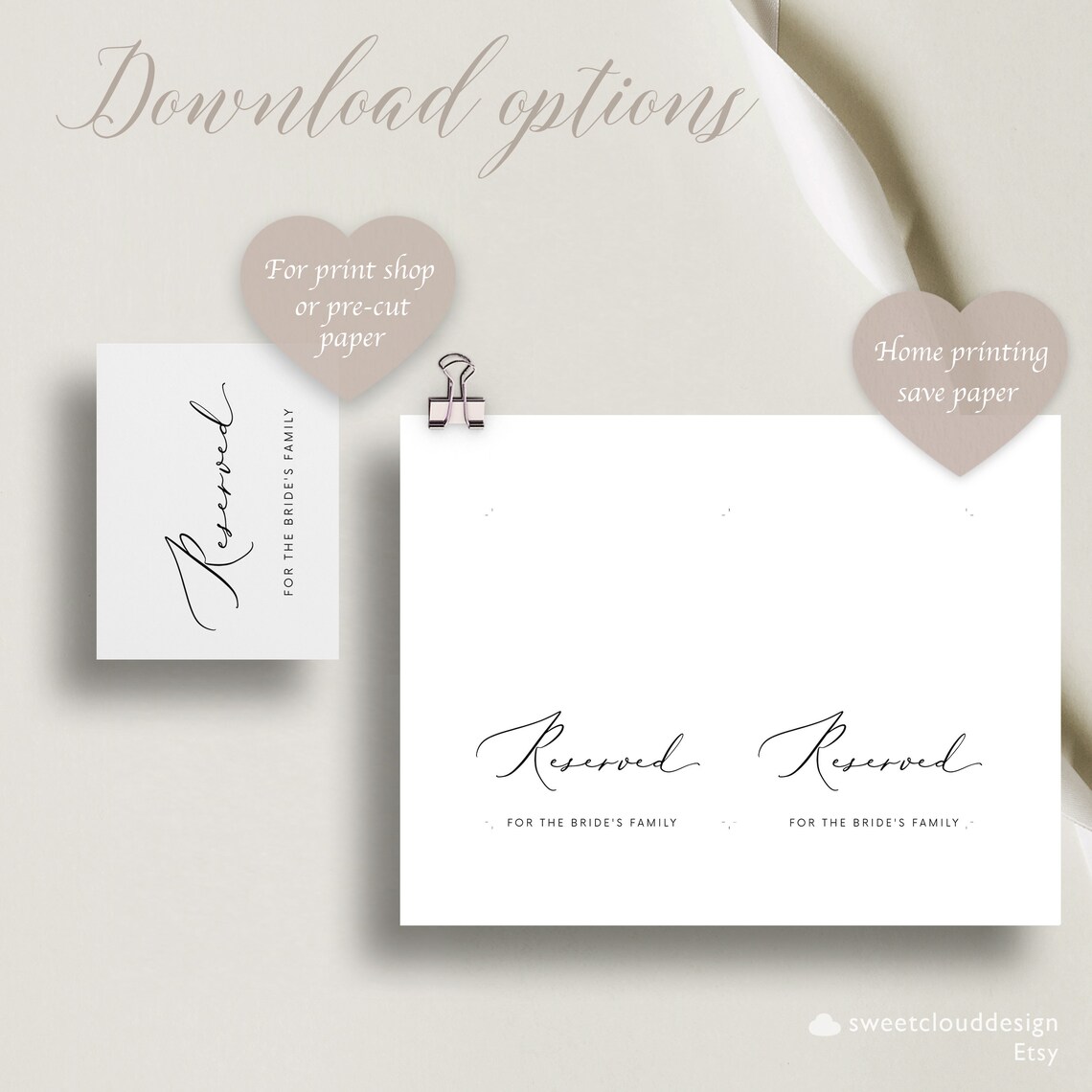 Simple Reserved Seating Tented Card Modern Wedding Reserved Sign ...