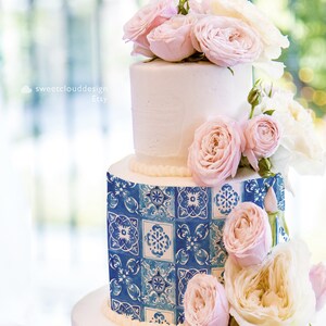 Cake Icing Blue Tile Template Italy Blue Tile Cake Icing Image - Etsy