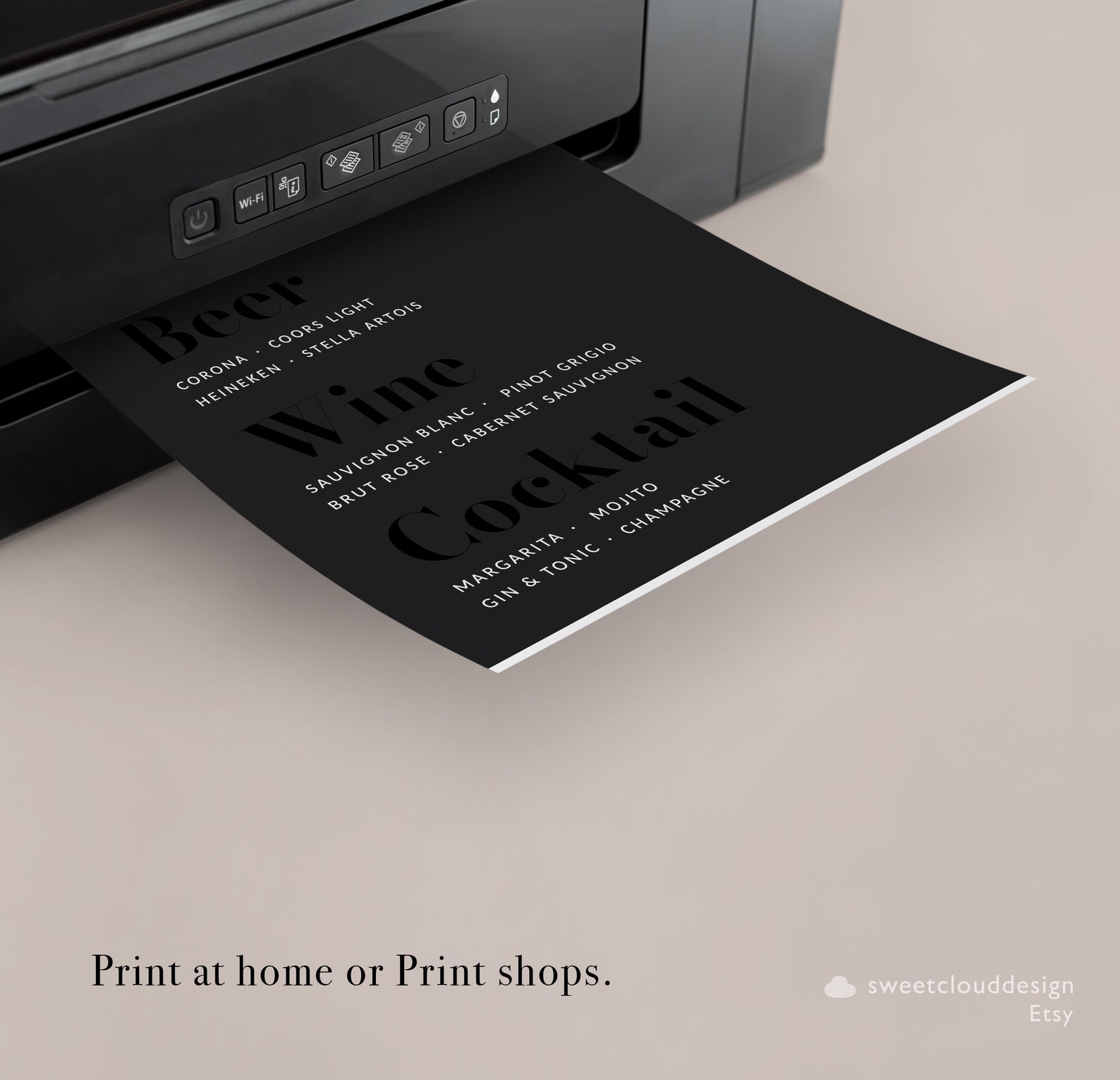 Black Minimal Bar Menu Sign Drink Bar Sign Table Black Simple | Etsy