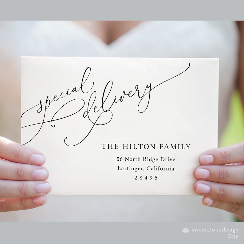 Special Delivery Envelope Address Template Elegant Envelope - Etsy