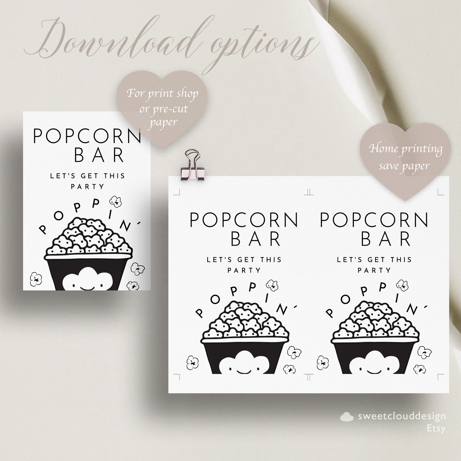 Cute Popcorn Bar Sign Template Popcorn Station Sign Printable - Etsy