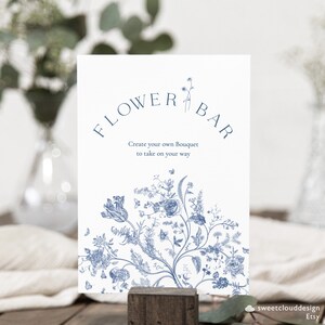 Blue Floral Bar Sign Dusty Blue Flower Bar Sign Blue Flower Bridal ...