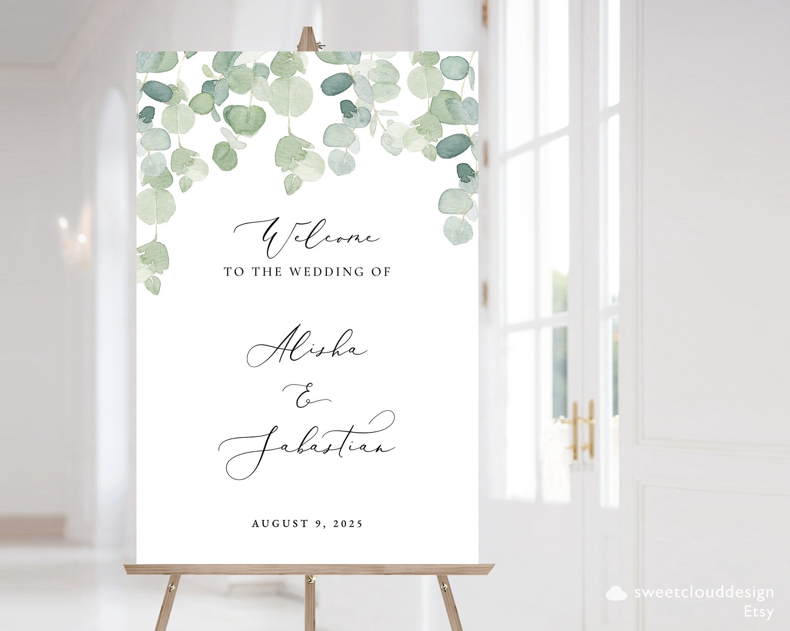Eucalyptus Welcome Sign Template Wedding Greenery Welcome Sign Template ...