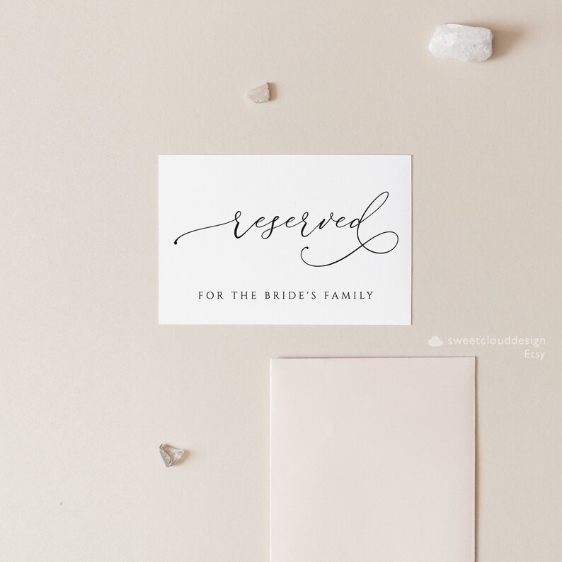 Simple Reserved Seating Tented Card Modern Wedding Reserved Sign ...
