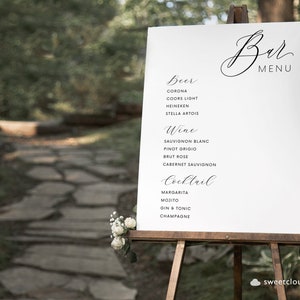Simple Bar Menu Sign Drink Bar Sign Table Cocktails Sign Printable Bar ...