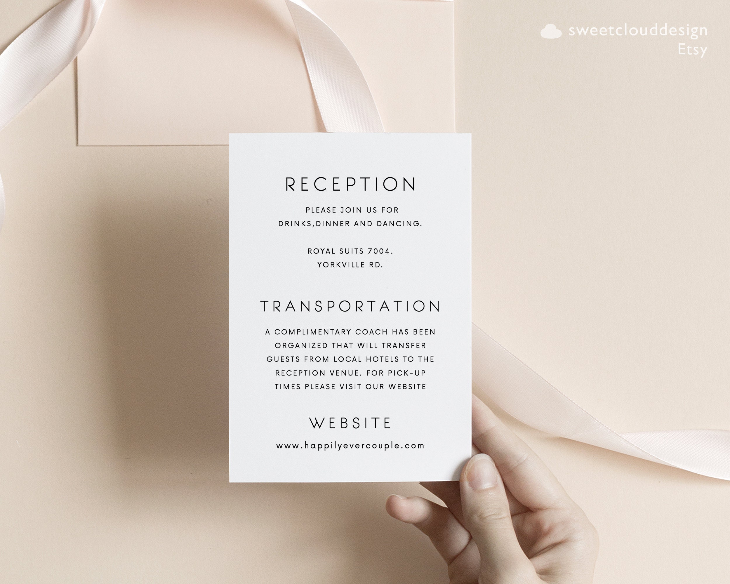 Minimalist Enclosure Card Template Invitation Modern Editable | Etsy Canada