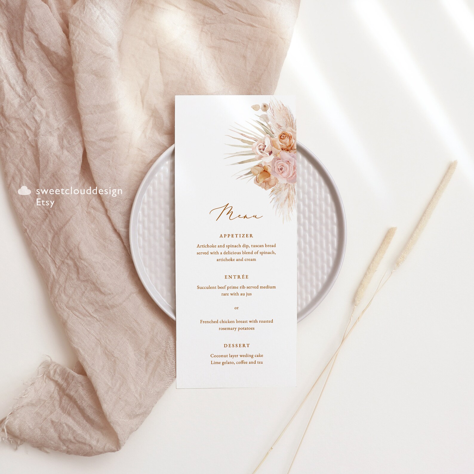 Dusty Orange Boho Menu Template Terracotta Boho Printable Menu - Etsy