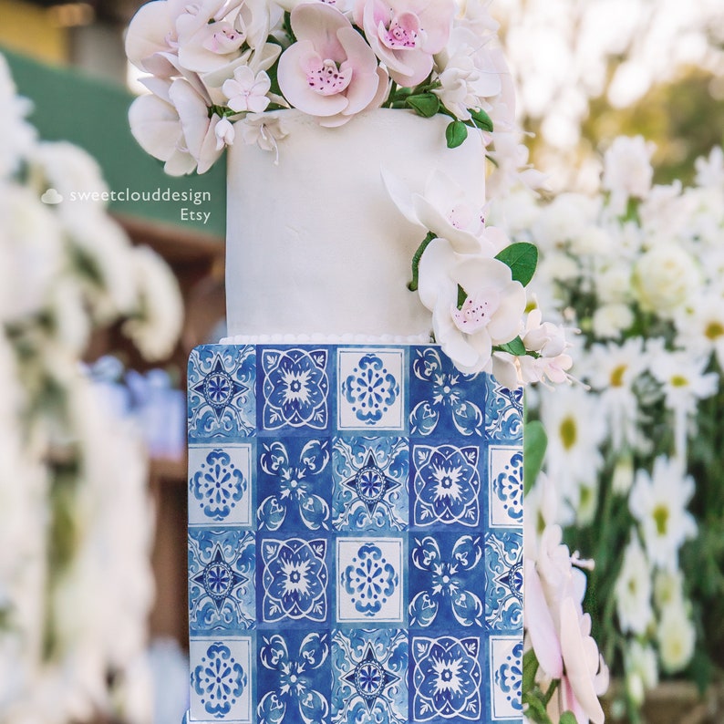 Cake Icing Blue Tile Template Italy Blue Tile Cake Icing Image Bay ...