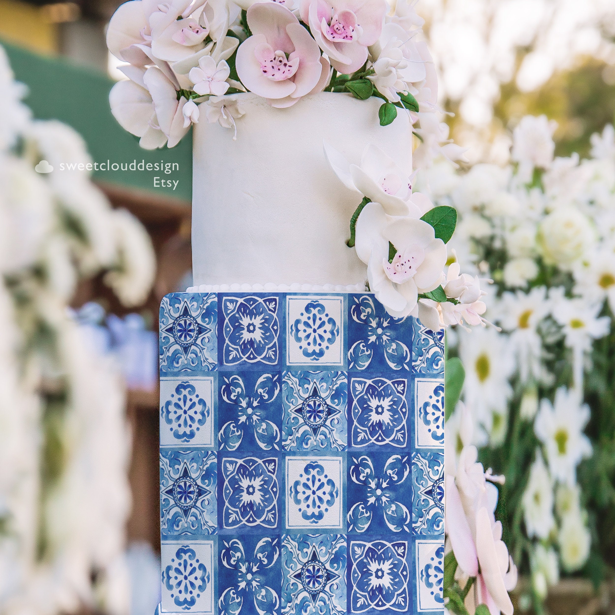 Cake Icing Blue Tile Template Italy Blue Tile Cake Icing Image Bay ...