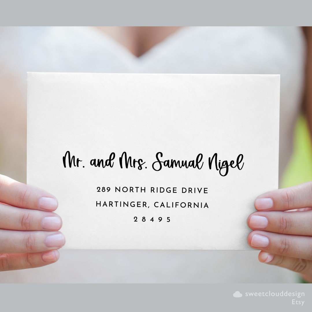 Printable Script Envelope Address Template Modern Wedding Envelope ...