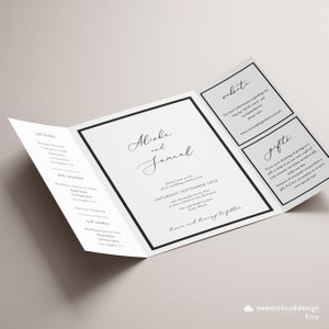 Gatefold Modern Wedding Invitation Simple Gatefold Invitation Minimal ...