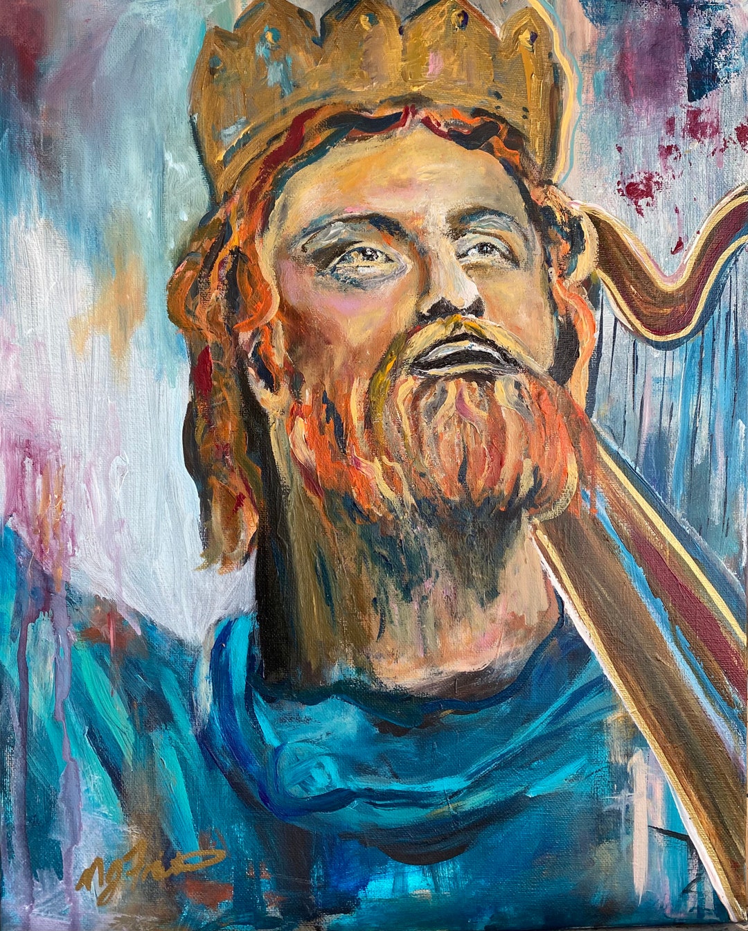 King David Painting on Canvas Judaica Religious Art - Etsy
