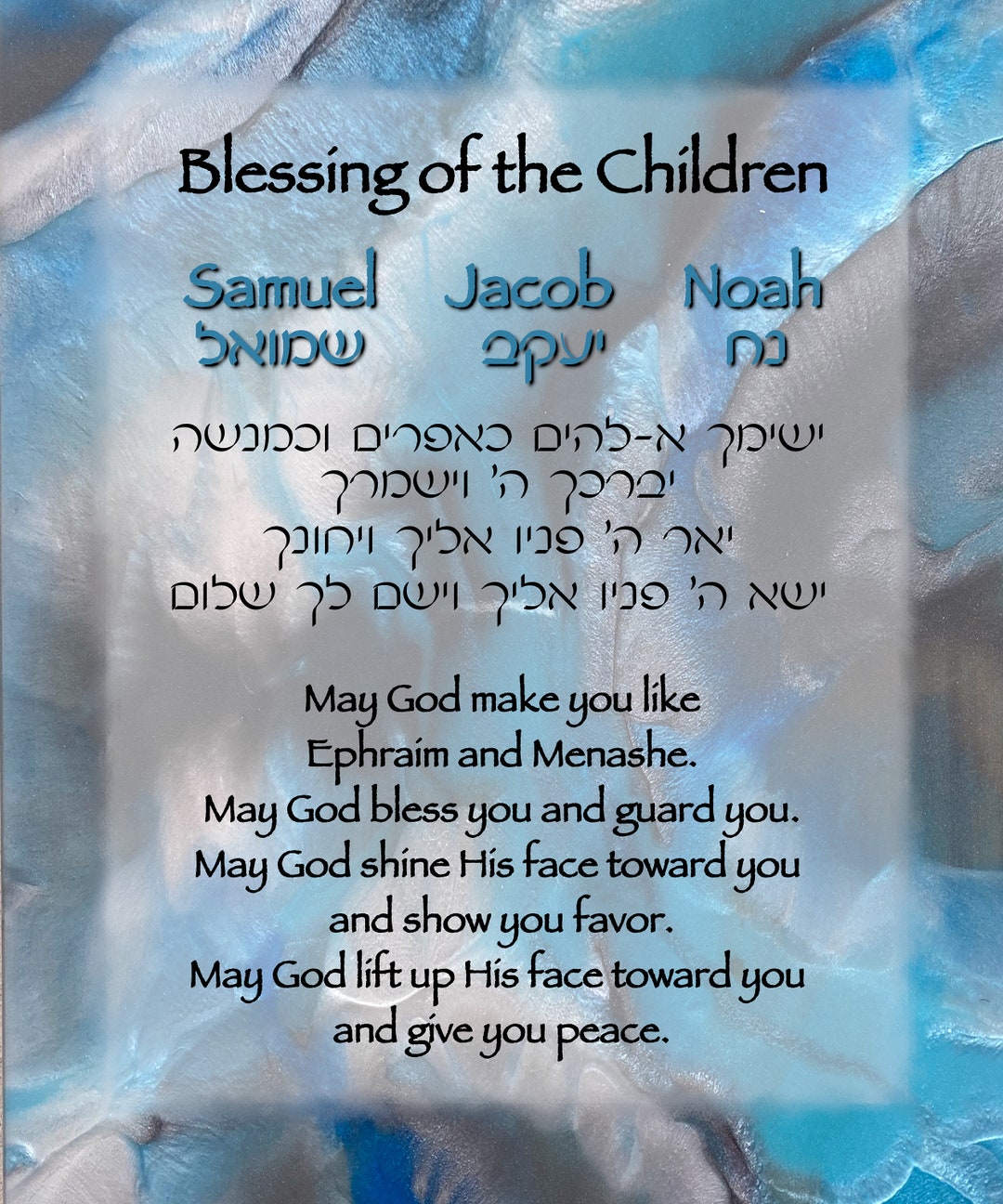 Personalized Priestly Blessing Acrylic Print, Jewish Judaica Art Gift ...