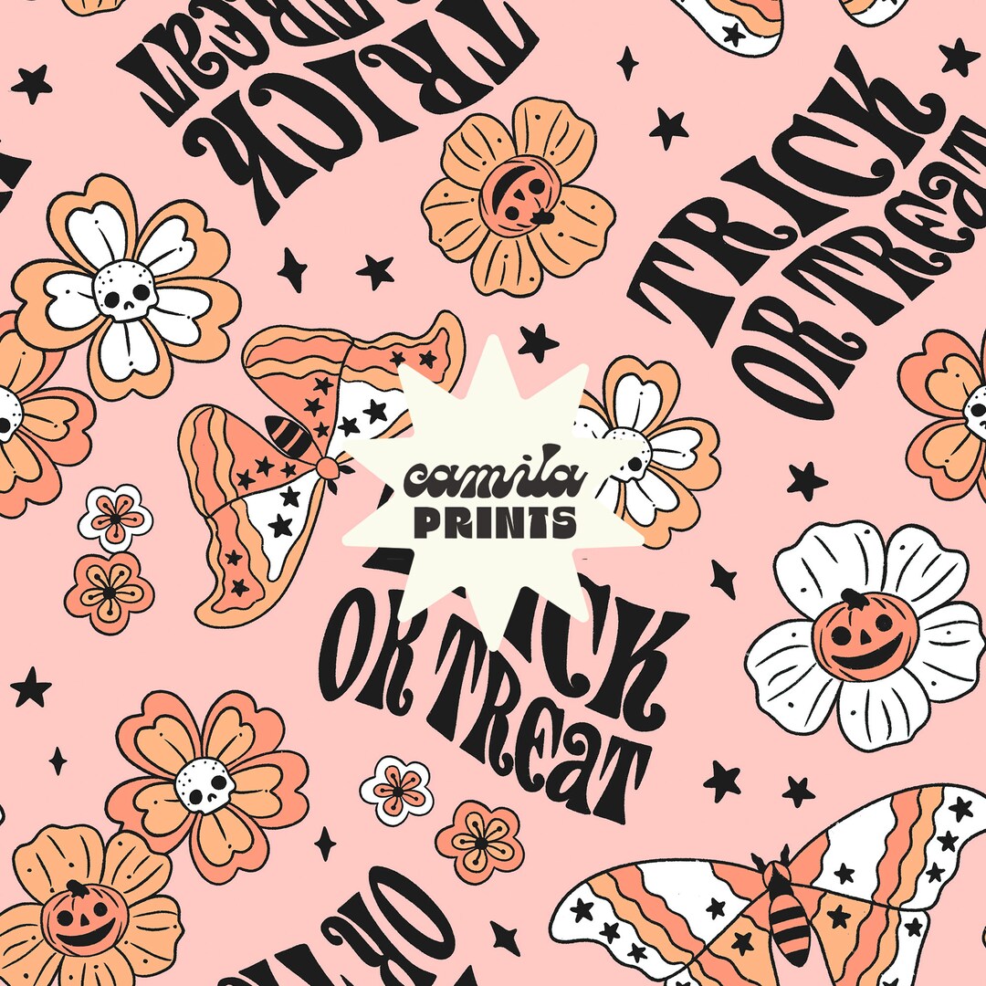 Halloween Pattern Groovy Seamless Repeat Pattern for Fabric - Etsy